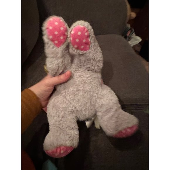 Toys | Dan Dee 218 Floppy Gray Pink Polka Dot Ears Lying Plush Easter Bunny Rabbit | Poshmark